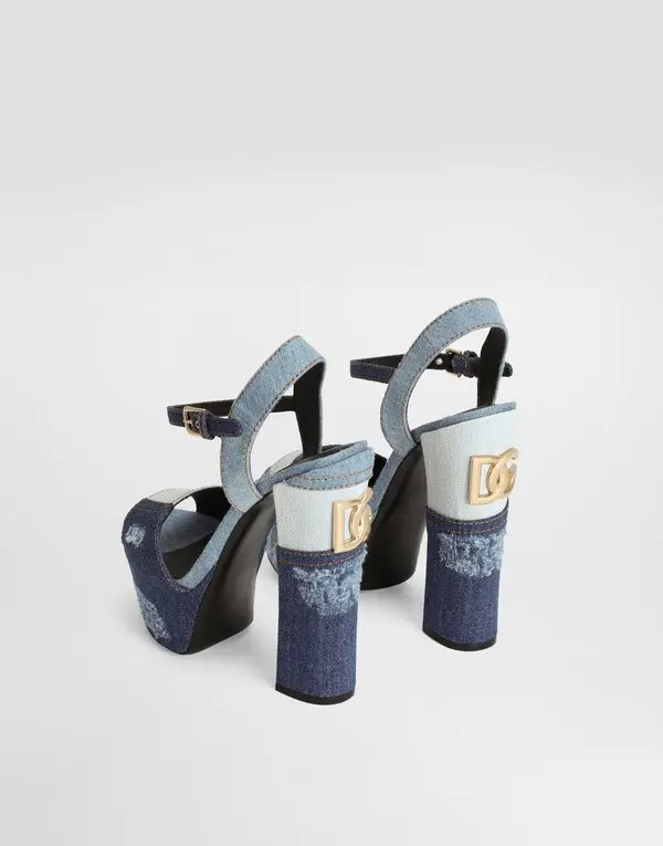Dolce & Gabbana Patchwork Denim Platform Sandals Sandals And Wedges Denim