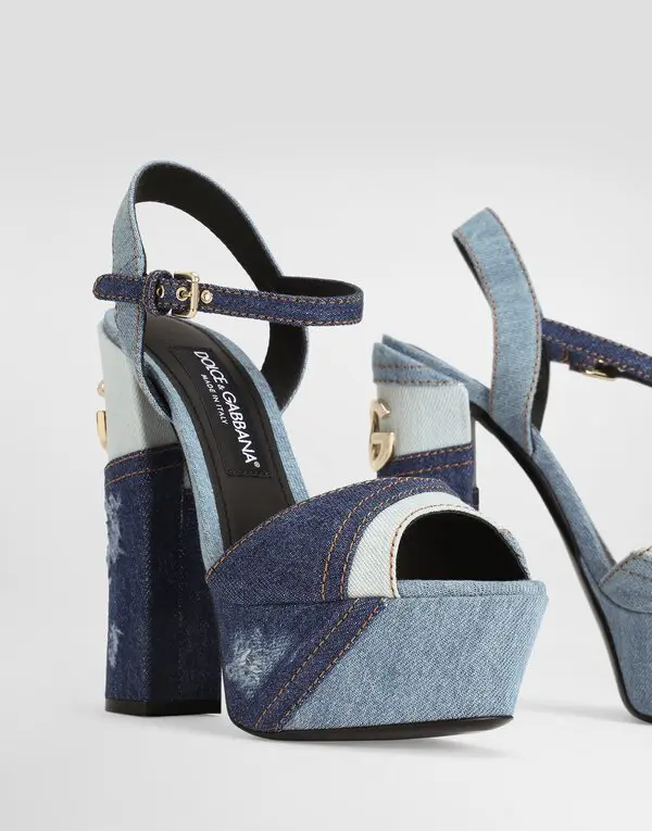 Dolce & Gabbana Patchwork Denim Platform Sandals Sandals And Wedges Denim