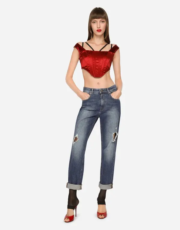 Dolce & Gabbana Boyfriend Jeans With Rips Denim And Jeans Multi-colored