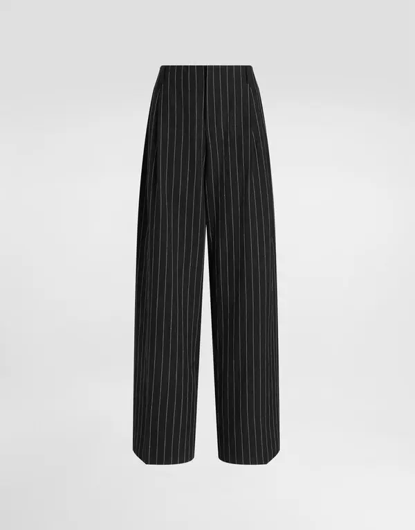 Dolce & Gabbana Pinstripe Trousers In Virgin Wool And Linen Pants And Shorts - Multicolor