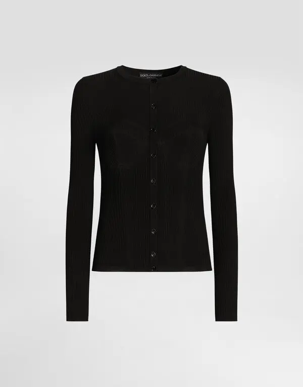Dolce & Gabbana Ribbed Viscose Knit Cardigan Sweaters And Cardigans - Black