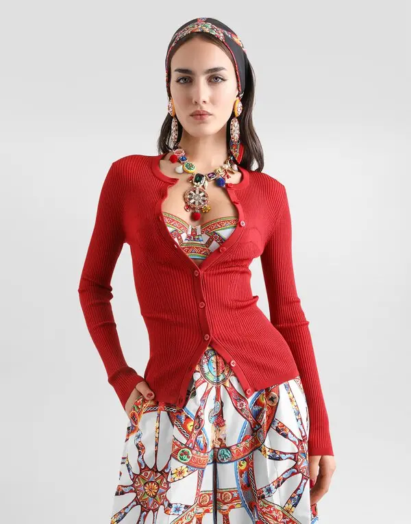 Dolce & Gabbana Ribbed Viscose Knit Cardigan� Sweaters And Cardigans