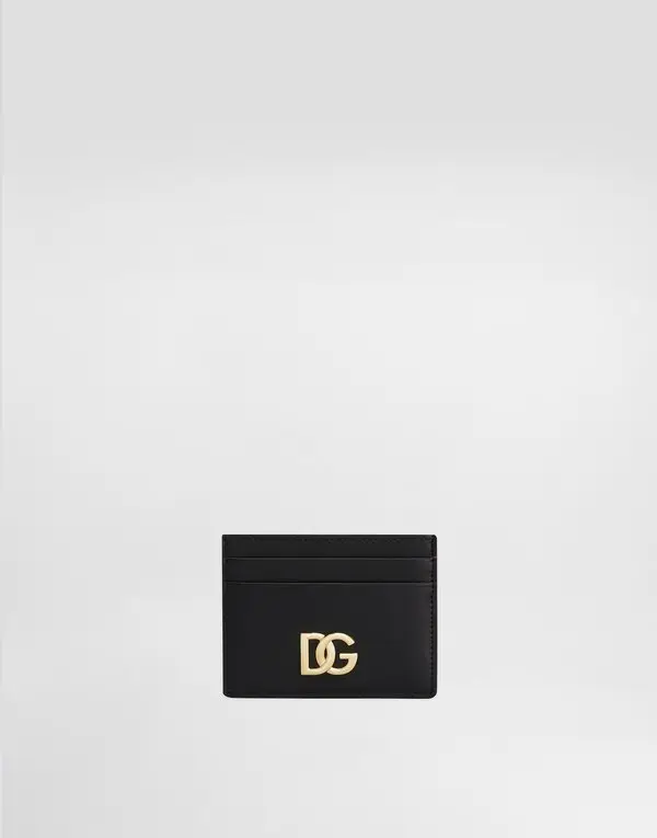 Dolce & Gabbana Calfskin Card Holder With Dg Logo Wallets And Small Leather Goods Leather - Black