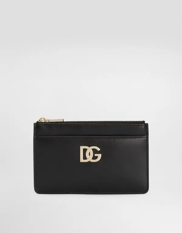 Dolce & Gabbana Calfskin Card Holder With Dg Logo Wallets And Small Leather Goods Leather - Black