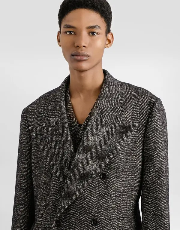 Dolce & Gabbana Double-breasted Jacket In Chevronwool Suits And Blazers