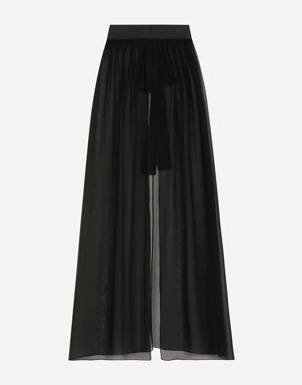 Dolce & Gabbana Long Silk Chiffon Belted Skirt