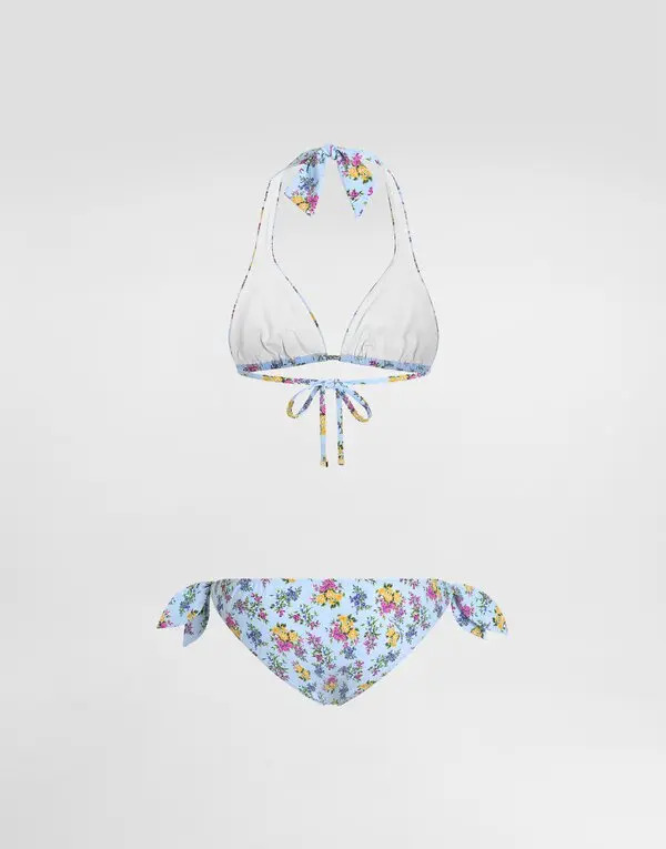 Dolce & Gabbana Small Floral-print Triangle Bikini
