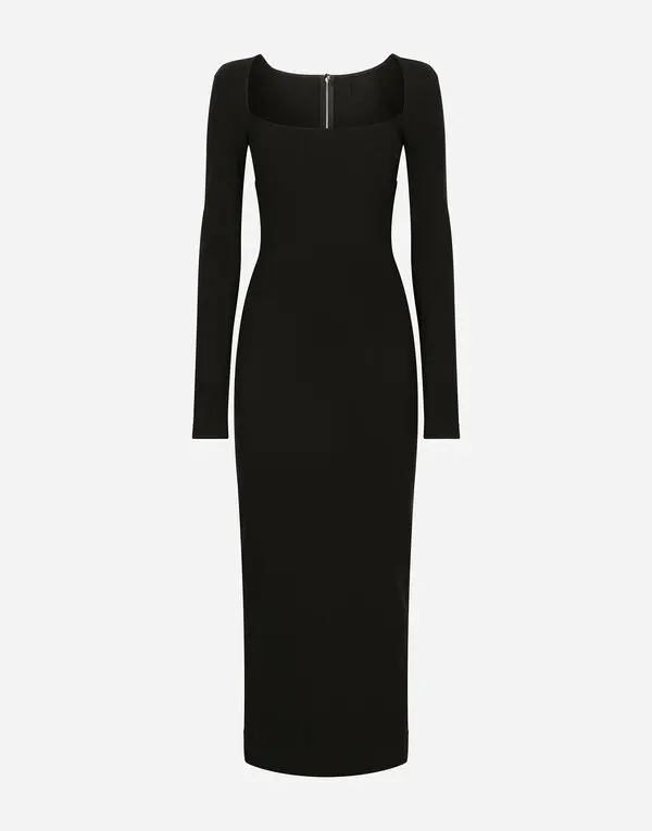 Dolce & Gabbana Long-sleeved Jersey Milano Rib Sheath Dress: Dresses Viscose - Black