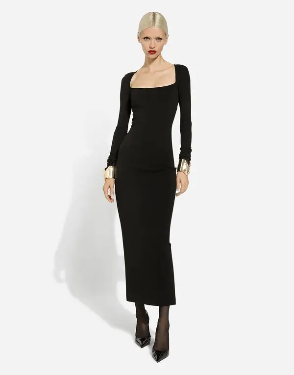 Dolce & Gabbana Long-sleeved Milano Rib Sheath Dress