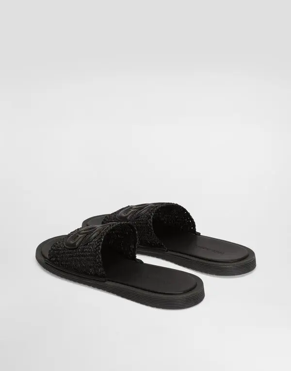 Dolce & Gabbana Raffia Crochet Slipper Sandals And Slides