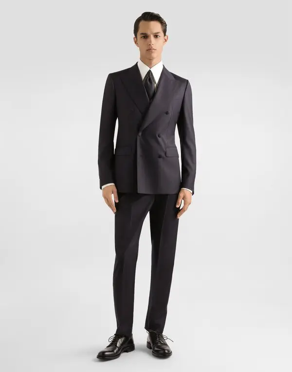 Dolce & Gabbana Double-breasted Sicilia Light Jacket In Pinstriped Wool Suits And Blazers Multi-colored