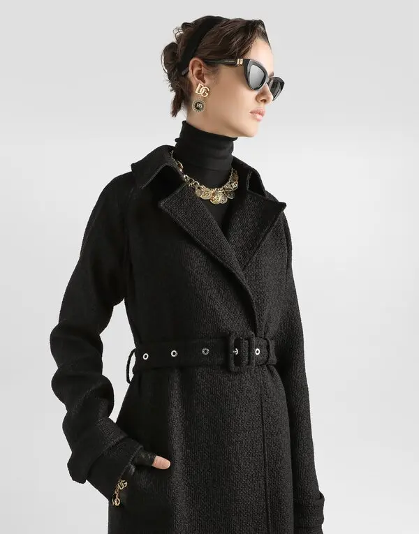 Dolce & Gabbana Tweed Trench Coat Coats And Jackets