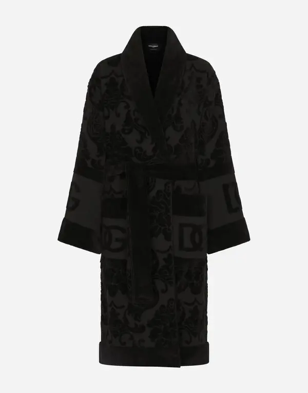 Dolce & Gabbana Bath Robe In Terry Cotton Jacquard Monochrome Bathrobes - Multicolor
