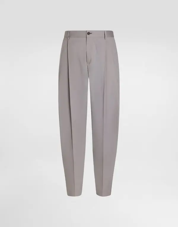 Dolce & Gabbana Pleated Cotton Jersey Trousers - Grey