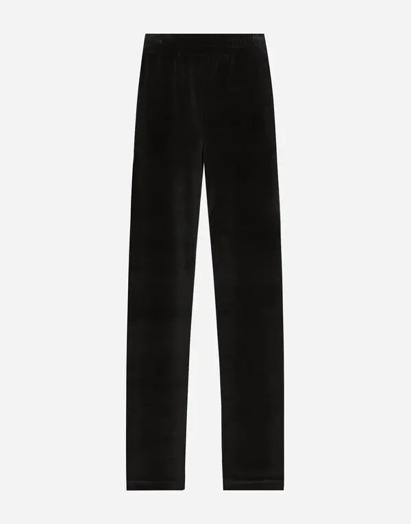 Dolce & Gabbana Cotton Chenille Jogging Pants With Dg Logo Pants And Shorts - Black