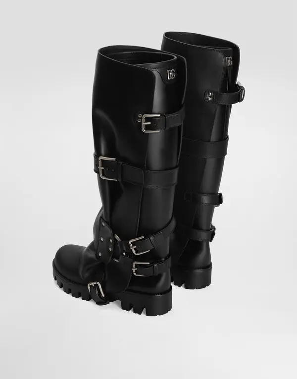Dolce & Gabbana Boots In Rubber And Calfskin Boots And Booties