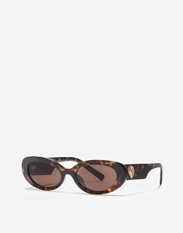 Dolce & Gabbana Oval Acetate Sunglasses - Brown