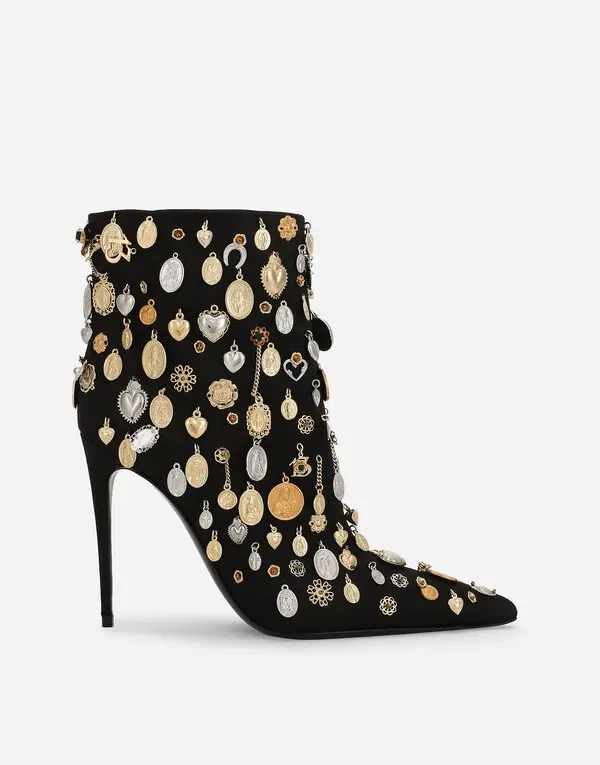 Dolce & Gabbana Satin And Embroidered Ankle Boots Boots And Booties