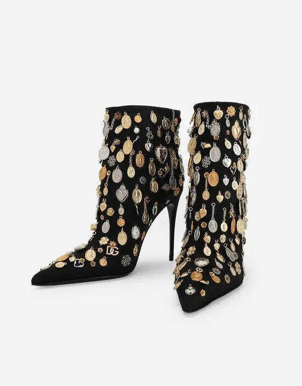 Dolce & Gabbana Satin And Embroidered Ankle Boots Boots And Booties