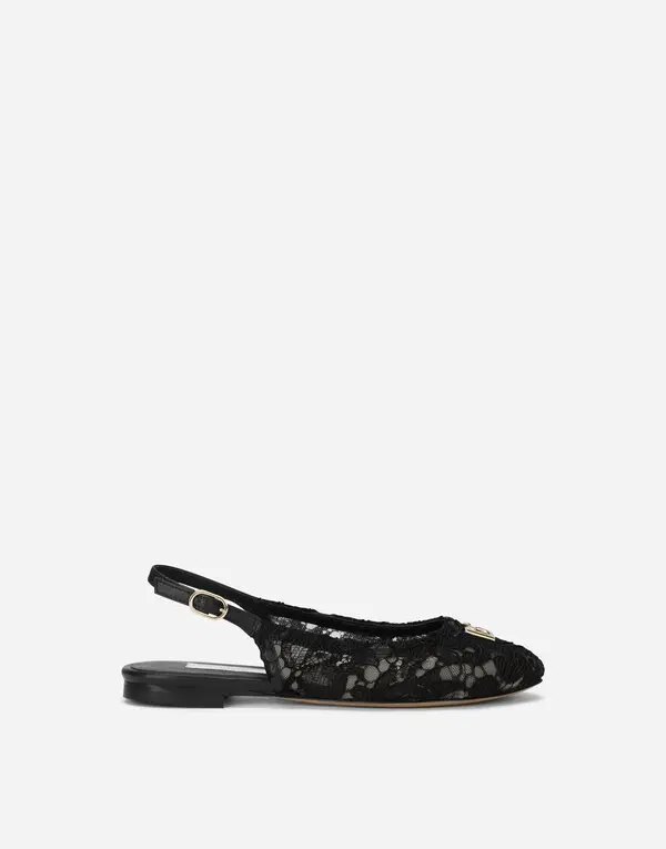 Dolce & Gabbana Cordonetto Lace Slingback Shoes - Black