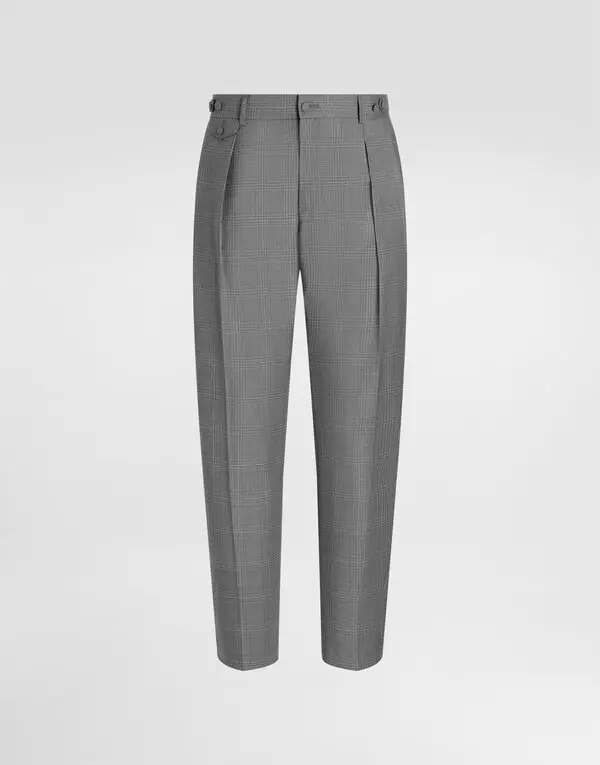 Dolce & Gabbana Glen Plaid Virgin Wool Trousers Pants And Shorts - Multicolor