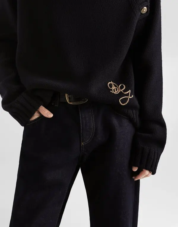 Dolce & Gabbana Smooth Knit Turtleneck With Logo Sweaters And Cardigans