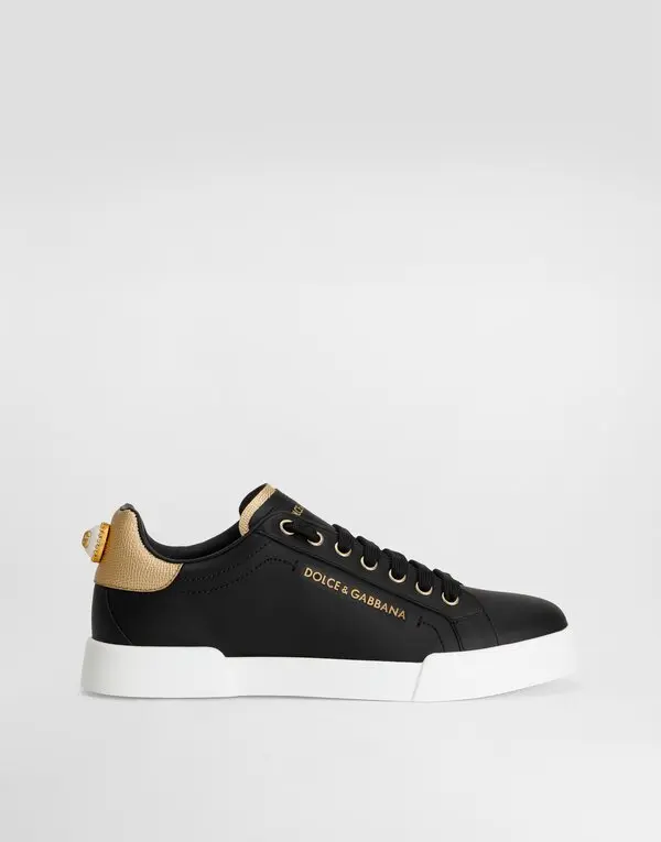 Dolce & Gabbana Calfskin Nappa Portofino Sneakers With Lettering Sneakers Multi-colored Leather - Black