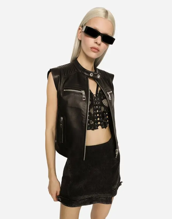 Dolce & Gabbana Zip-up Leather Vest Coats And Jackets Leather