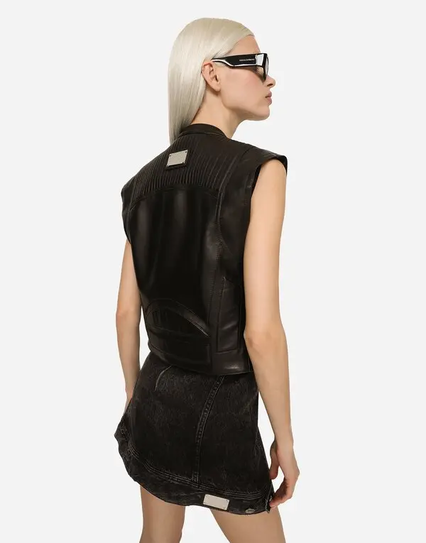 Dolce & Gabbana Zip-up Leather Vest Coats And Jackets Leather