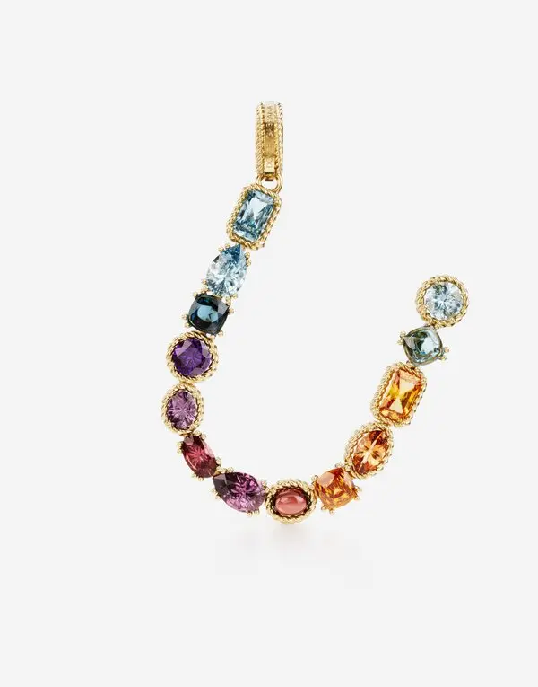 Dolce & Gabbana Charm U Lettering 18kt Yellow And Multicolored Gems Charms - Gold