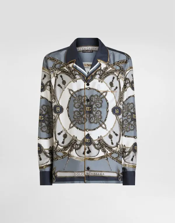Dolce & Gabbana Cargo-print Silk Twill Shirt Shirts