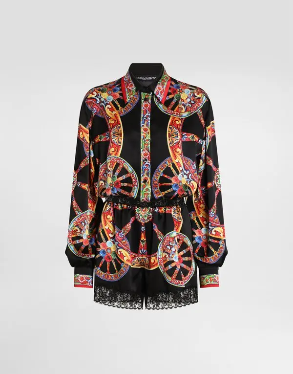 Dolce & Gabbana Carretto-print Satin Jumpsuit Dresses - Multicolor