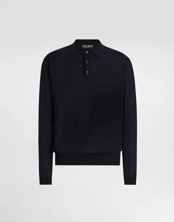 Dolce & Gabbana Cashmere Polo Shirt Sweaters And Cardigans - Blue