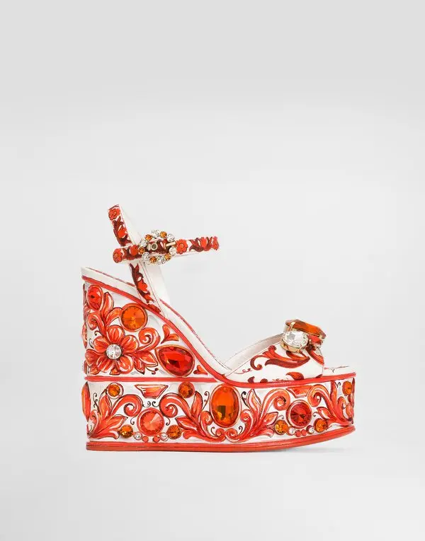 Dolce & Gabbana Sandalo Zeppa Sandals And Wedges Cotton - Multicolor