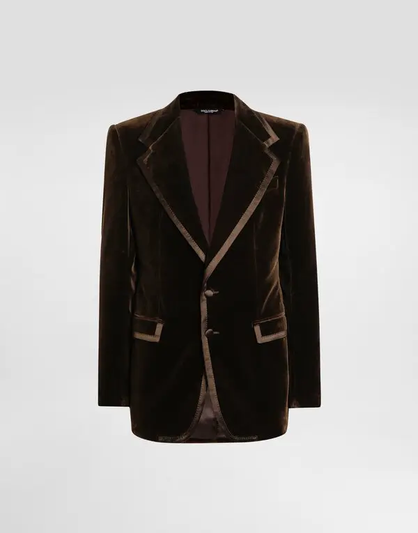 Dolce & Gabbana Single-breasted Jacket In Smooth Velvet Suits And Blazers Multi-colored
