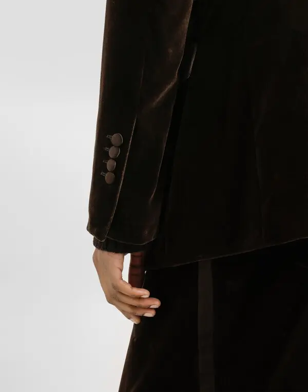 Dolce & Gabbana Single-breasted Jacket In Smooth Velvet Suits And Blazers Multi-colored