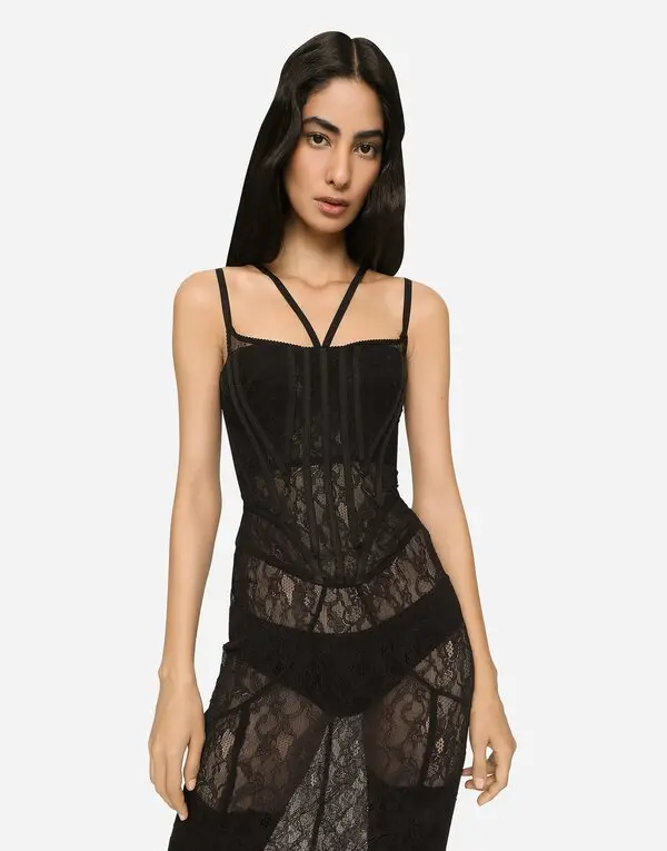 Dolce & Gabbana Long Lace Corset Dress Dresses Lace