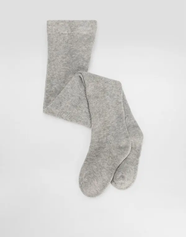 Dolce & Gabbana Perforated Tights With Dg Logo Accessories Gray