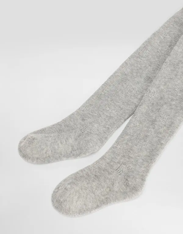 Dolce & Gabbana Perforated Tights With Dg Logo Accessories Gray