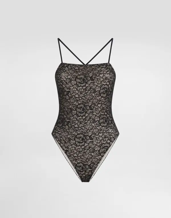 Dolce & Gabbana One-piece Lace Swimsuit Swimwear - Black