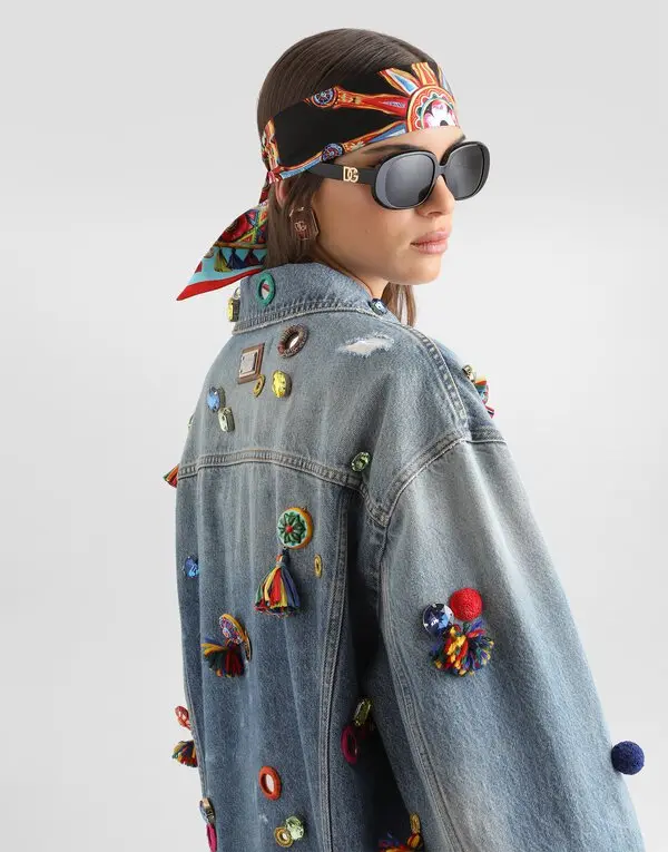 Dolce & Gabbana Denim Jacket With Applications Denim And Jeans Multi-colored