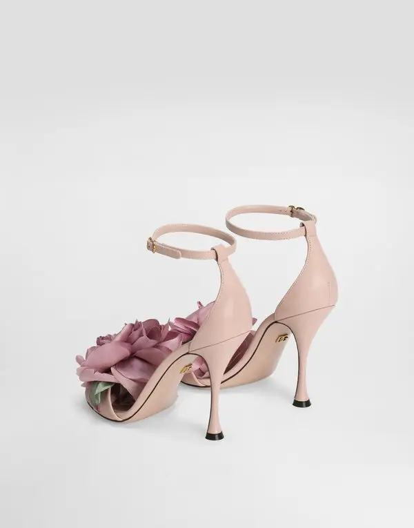 Dolce & Gabbana Keira Leather Sandals With Flower Application - Multicolor