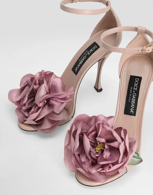 Dolce & Gabbana Keira Leather Sandals With Flower Application - Multicolor