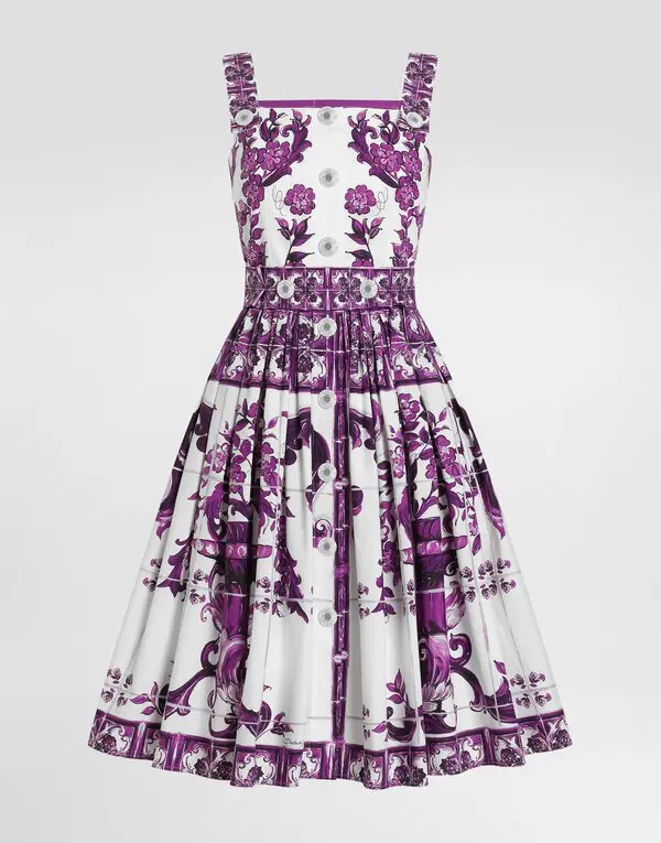 Dolce & Gabbana Majolica-print Poplin Dress Dresses - Multicolor