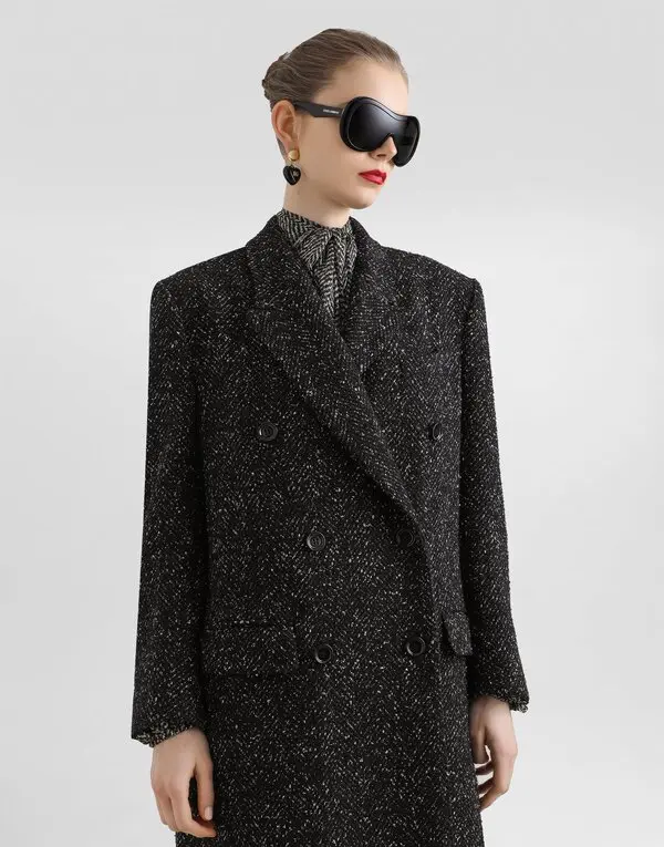 Dolce & Gabbana Oversized Double-breasted Coat In Wool Blend Chevron Coats And Jackets