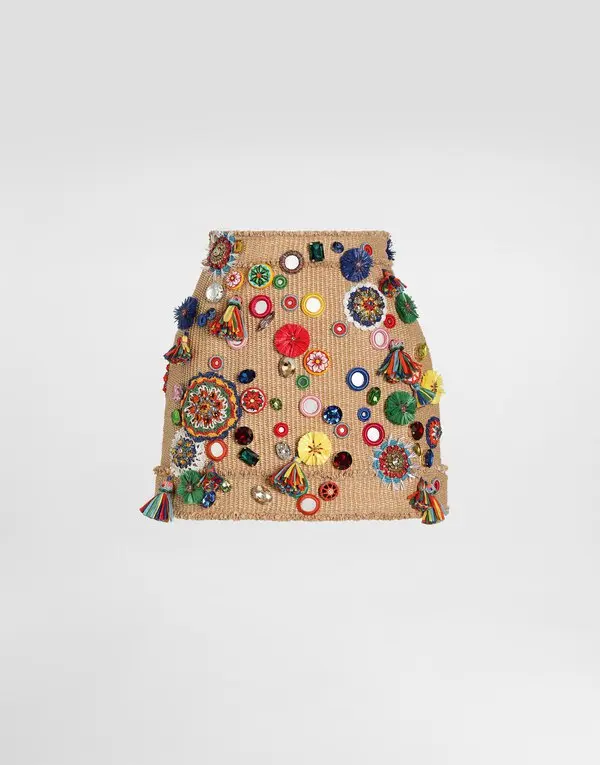 Dolce & Gabbana Raffia Miniskirt With Applications Skirts