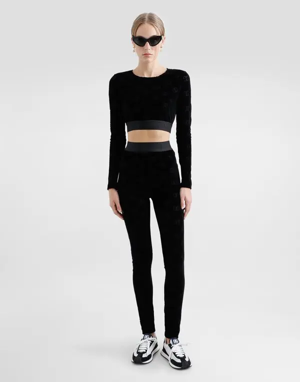 Dolce & Gabbana Cotton Chenille Crop Top With Jacquard Dg Logo