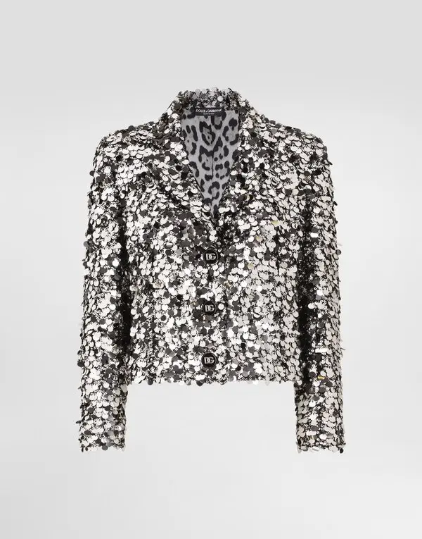 Dolce & Gabbana Short Single-breasted Jacket With Sequin Embellisht Blazers