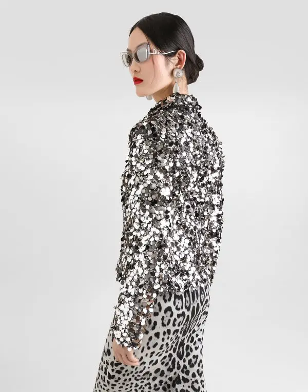Dolce & Gabbana Short Single-breasted Jacket With Sequin Embellisht Blazers