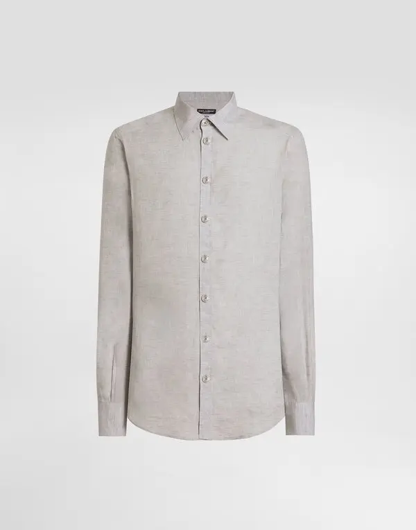 Dolce & Gabbana Martini Linen Shirt Shirts Gray - Grey